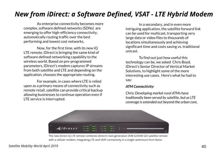 Software Defined, VSAT–LTE Hybrid Modem Article - ST Engineering iDirect